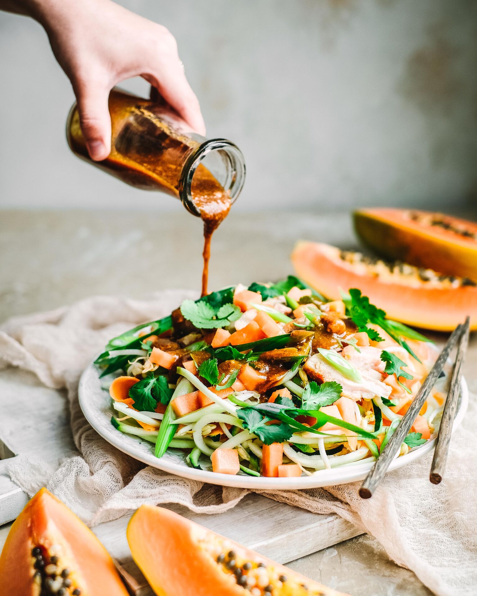 Recipe: Pad Thai Salad with Chicken and Ruby Rise Red Papaya - Onya Magazine